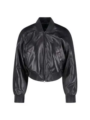 Phoebe Philo Lamb Leather Bomber Jacket - Black