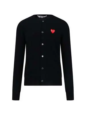 Play Comme Des Garcon Cardigan With Heart Logo - Black