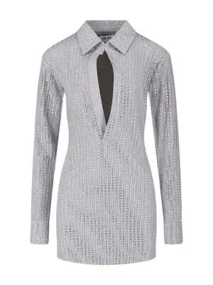 Attico Cotton Mini Dress - Grey
