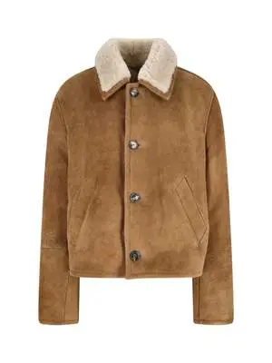 AMI Paris Shearling Collar Suede Jacket