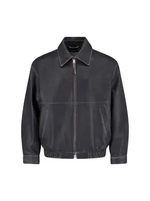 DUNST Lamb Leather Zip-up Jacket - Black