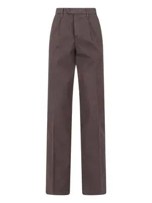 BRIGLIA 1949 Stretch Cotton Trousers - Brown
