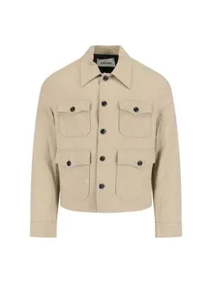 TONYWACK Lightweight Linen-cotton Blend Jacket With Classic Collar - Beige