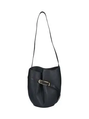 LIFFNER Calf Leather Shoulder Bag With Buckled Detail - Black