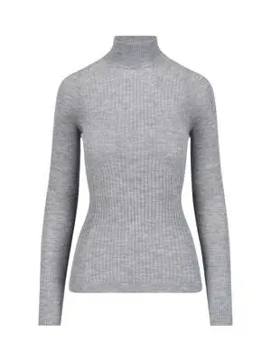 SA SU PHI Ribbed Knit Turtleneck Sweater - Grey