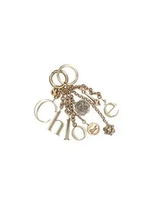 Chloé Style Mini Keychain In Brass & Zamak - Brown