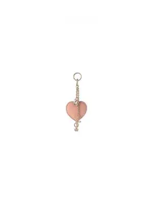 Chloé Mini Heart Keychain With Leather And Brass Hardware - Beige