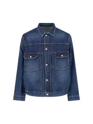 Sacai 100% Cotton Contrast-trim Jacket - Blue