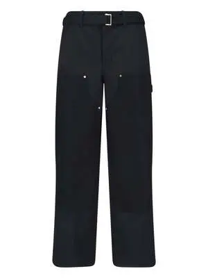Sacai Wool-blend Tailored Trousers With Cotton Details - Black