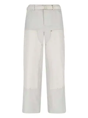 Sacai Wool-blend Tailored Trousers With Cotton Details - White