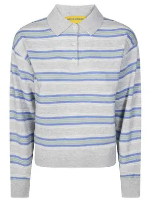 Guest In Residence Collegiate Stripe Cashmere Polo - Azzurro