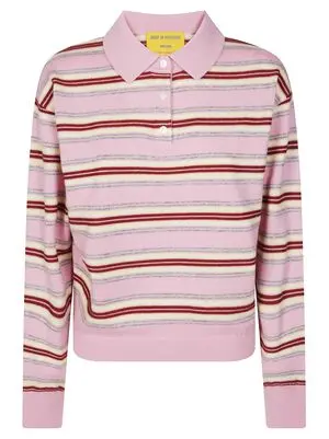 Guest In Residence Guest In Residence Women's Collegiate Stripe Cashmere Polo Rosa