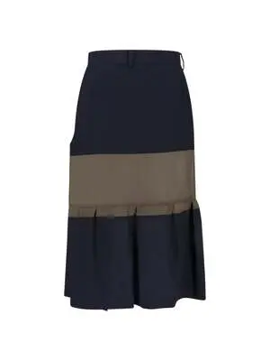Sacai Wool Asymmetric Skirt With Cupro Lining