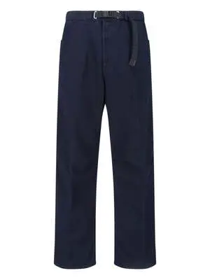 WHITE SAND 100% Cotton Tapered Trousers For - Blue
