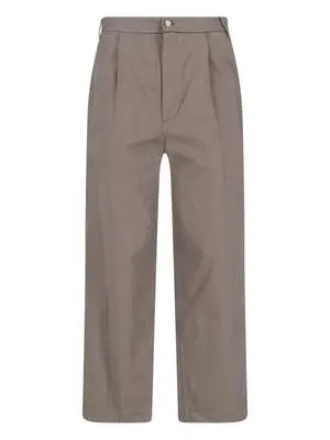 LOW CLASSIC Low-rise Cotton Trousers - Beige