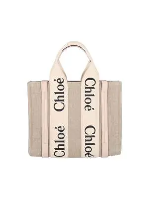Chloé Linen And Calf Leather Mini Bag - Pink