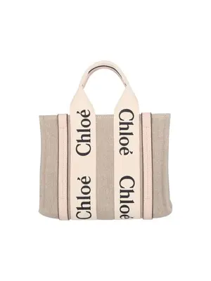 Chloé Linen And Calf Leather Mini Bag - Pink
