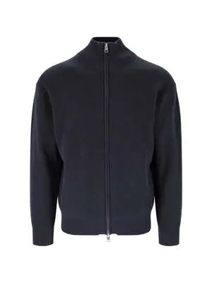 Closed Blend Cotton Cashmere Wool Zip Up Sweater - Blue