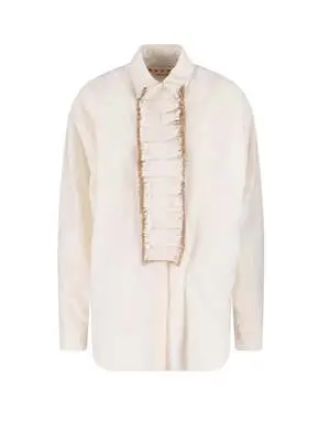 Marni Cotton-blend Shirt With Silk And Viscose Detail - White