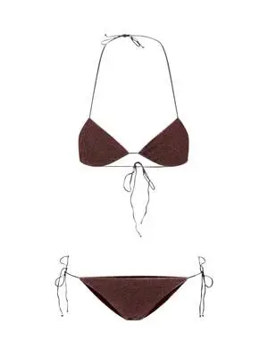 Oseree Lurex Knit Bikini - Brown