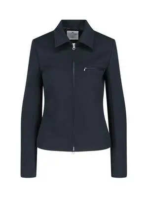 COURREGES Sleek Tailored Polyester-blend Jacket With Cupro Lining - Black