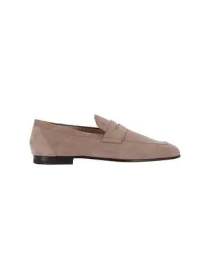 TOD`S Natural Leather Flat Shoes With Calf Leather Flap - Beige