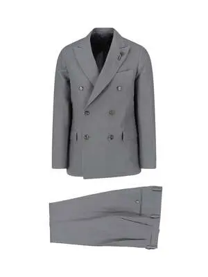 LARDINI Tailored Double-breasted Suit - Grey
