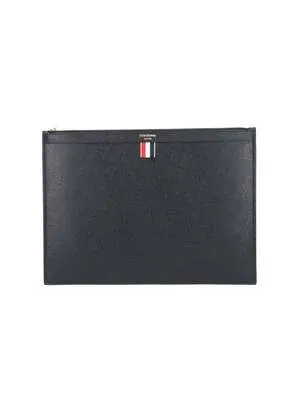 Thom Browne Calf Full-grain Leather Pouch - Black