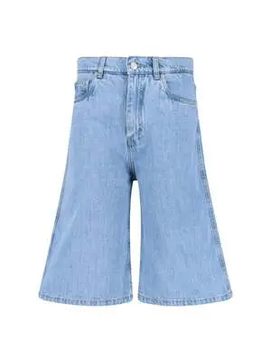 Coperni High-waist Wide-leg Denim Culotte Shorts