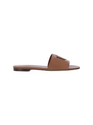 Dolce & Gabbana Handcrafted Calf Leather Flat Sandals - Brown