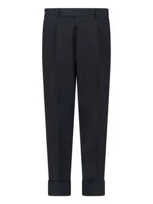 PT TORINO Tailored Trousers In Cotton-virgin Wool Blend - Black