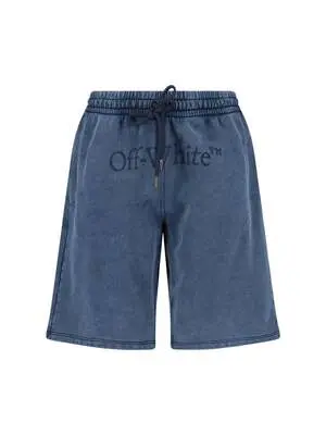 Off-White Cotton Drawstring Cargo Shorts
