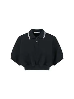 Alexander Wang Cotton Polo Shirt With Contrast Trim - Black