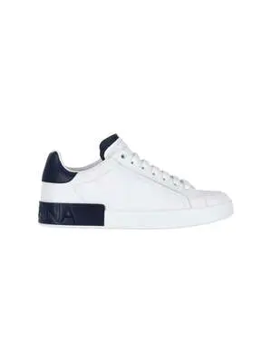Dolce & Gabbana Leather Sneakers With Contrast Trim - Blue