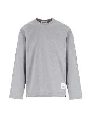 Thom Browne 100% Cotton Classic Crewneck T-shirt - Grey