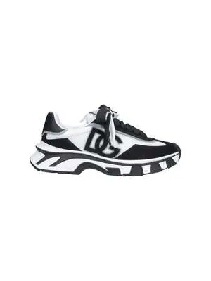 Dolce & Gabbana Light Leather-trimmed Sneakers - White