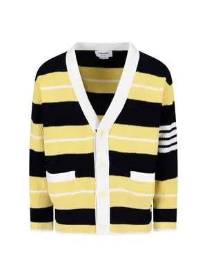 Thom Browne Striped Cotton Cardigan - Yellow
