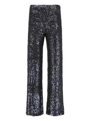PAROSH Embellished Sequined Stretch Trousers - Brown