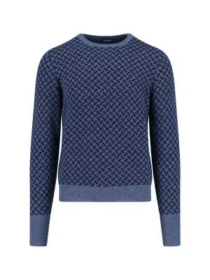 DRUMOHR Geometric Print Crewneck Sweater - Blue