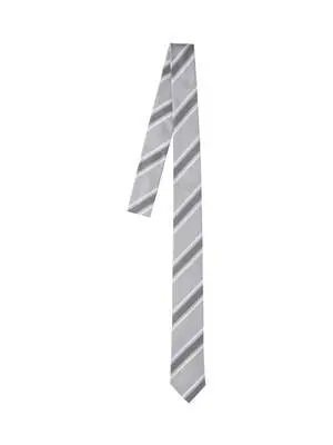 Thom Browne Silk-cotton Striped Neck Tie - Grey
