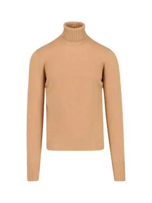DRUMOHR 100% Cashmere Turtleneck Sweater - Brown