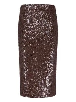 PAROSH No-mini Skirt In Stretch Nylon Blend - Brown