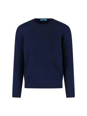 DRUMOHR 100% Lambswool Crewneck Sweater - Blue