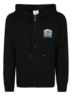 Casablanca 100% Wool Zip-up Sweatshirt - Nero