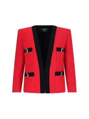 Balmain Tailored Jacket With Button Detail - Red
