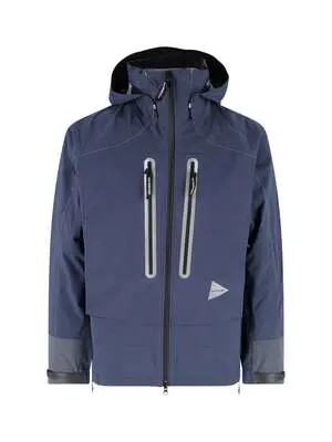 AND WANDER Hooded Technical Shell Jacket - Blue