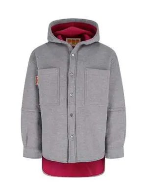 PDF Virgin Wool Blend Knit Sweater - Grey