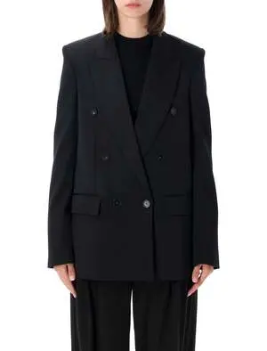 Stella McCartney Oversized Double-breasted Wool Blazer With Peak Lapels - Nero