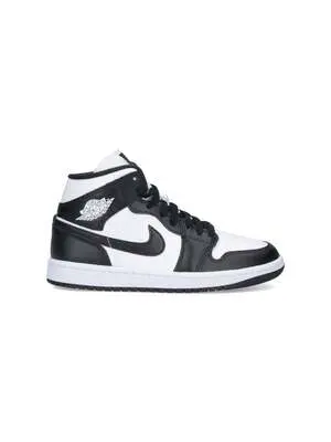 Nike Calfskin Leather Mid-top Sneakers - Black