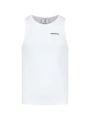 Casablanca Embroidered Ribbed Tank Top - White